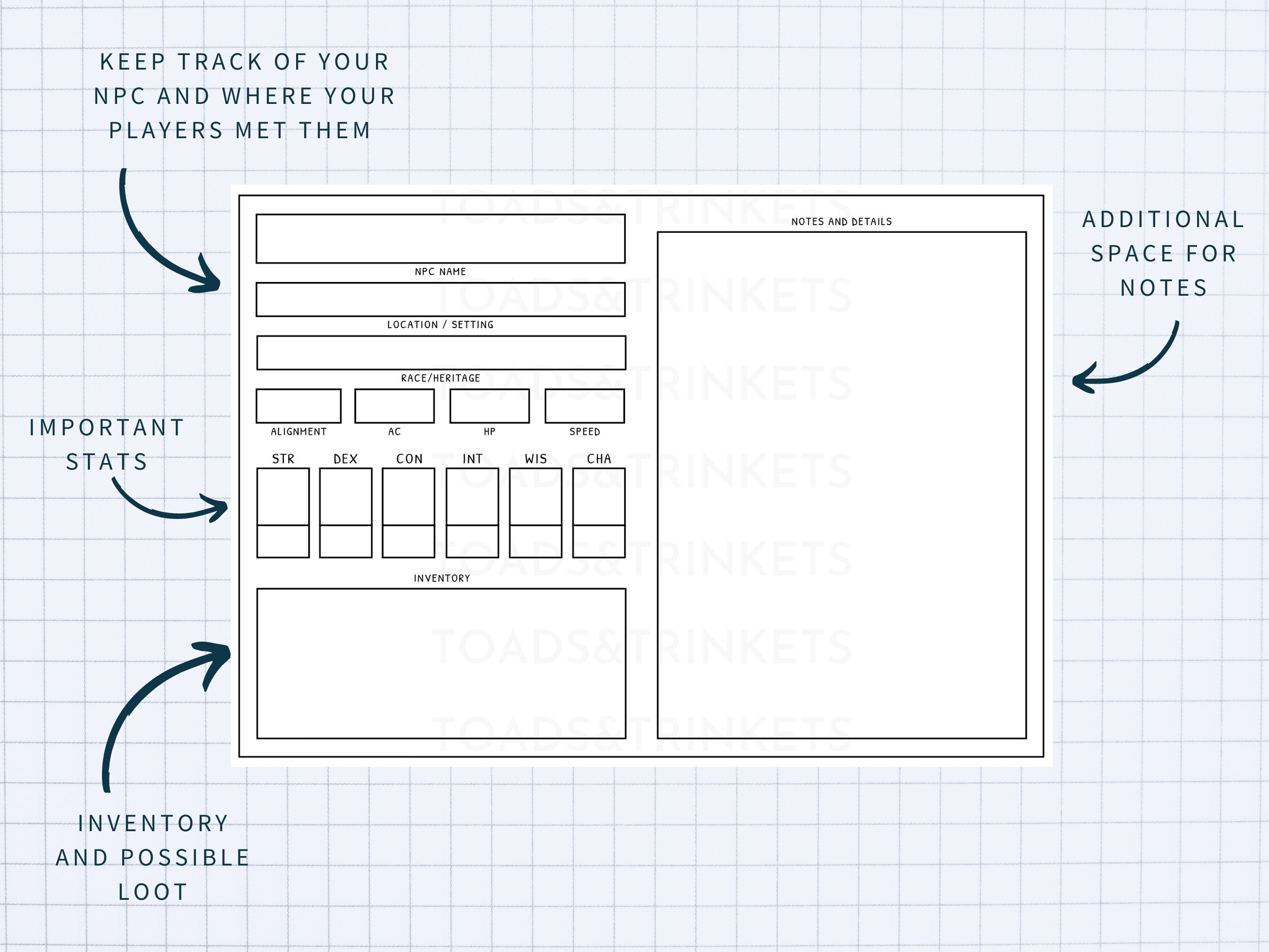 Fillable NPC Cards for D&D DM / Dungeon Master Tools NPC - Etsy
