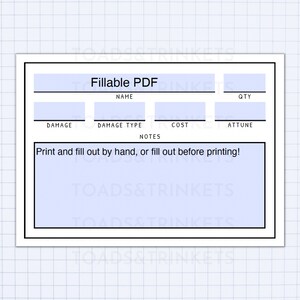 Item Cards for D&D Fillable and Printable Pdf Minimalist Design Print ...