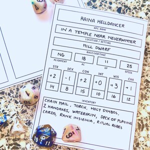 Fillable NPC Cards for D&D DM / Dungeon Master Tools NPC Stats Sheet ...