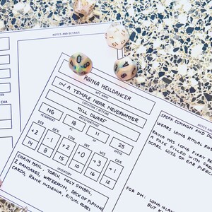 Fillable NPC Cards for D&D DM / Dungeon Master Tools NPC Stats Sheet ...