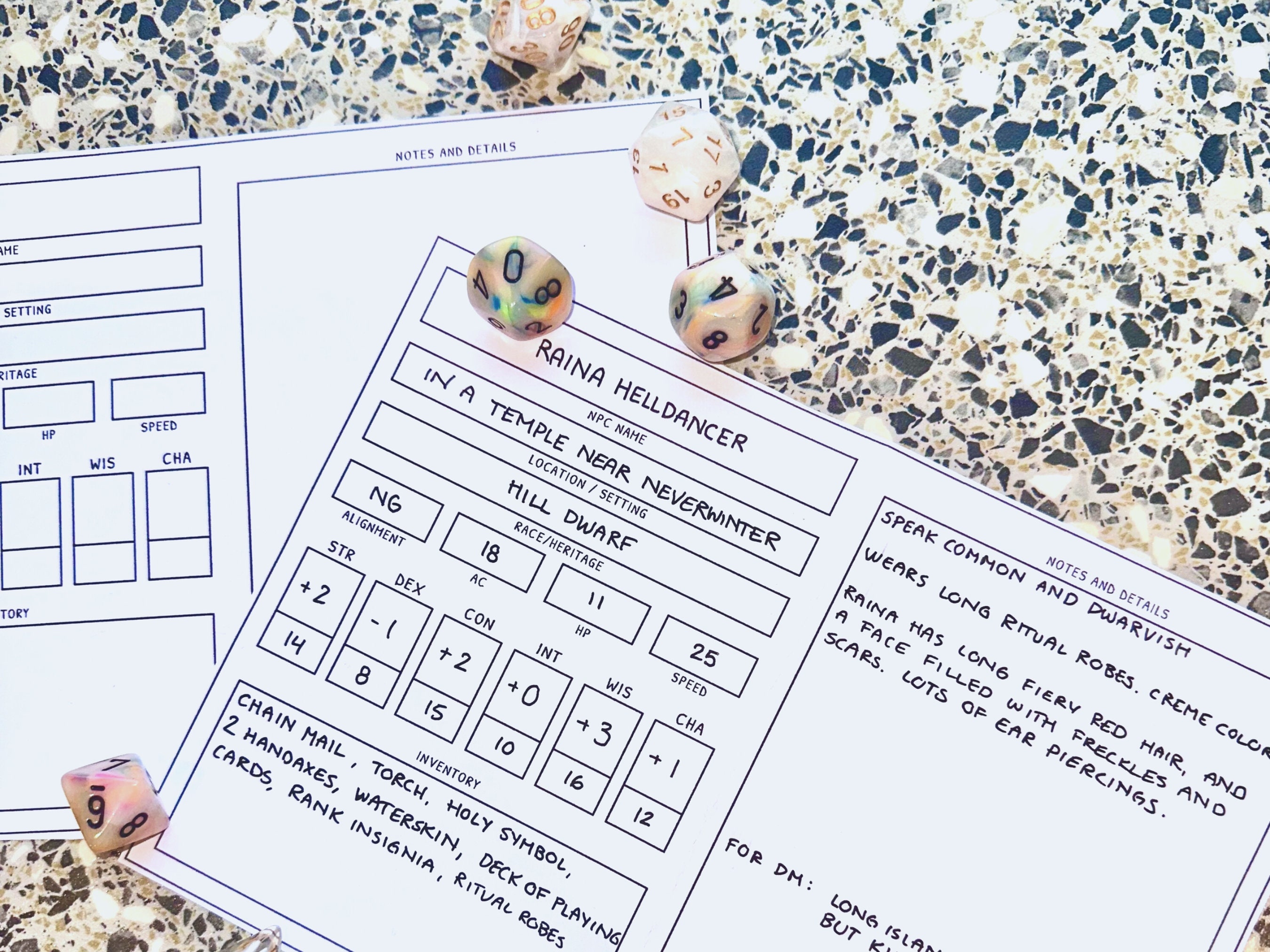 Fillable NPC Cards for D&D DM / Dungeon Master Tools NPC - Etsy
