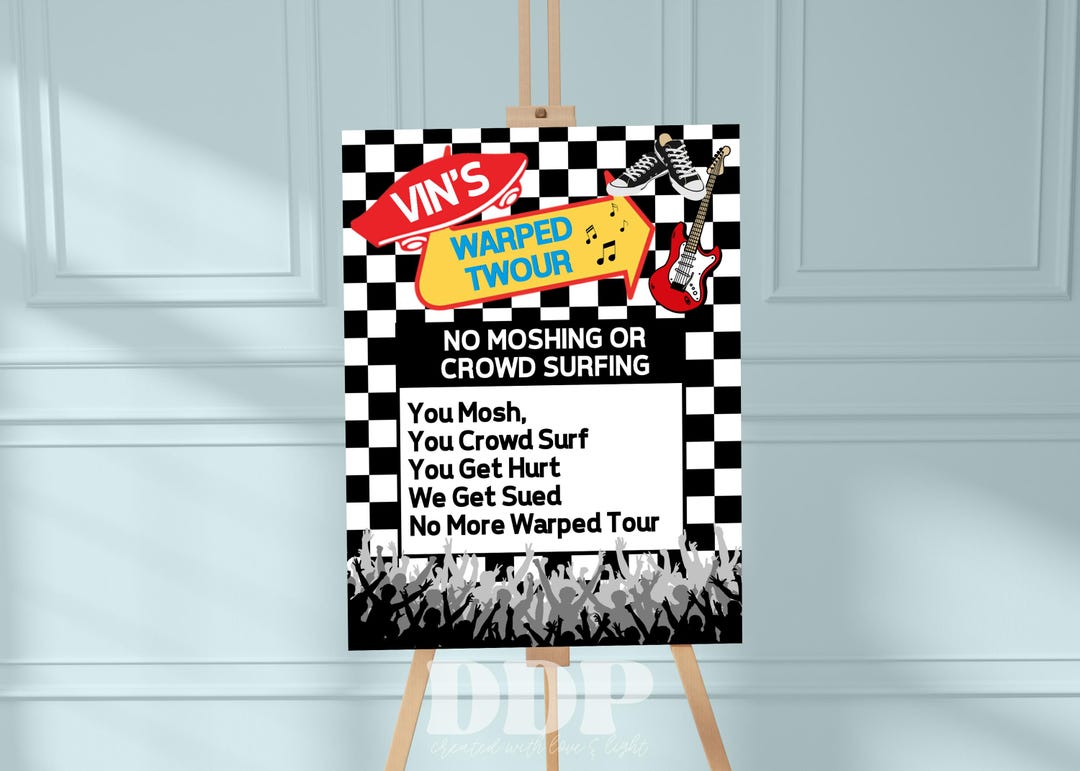 Warped Tour Mosh Pit Rules Welcome Sign Warped Two-ur Printable Party ...