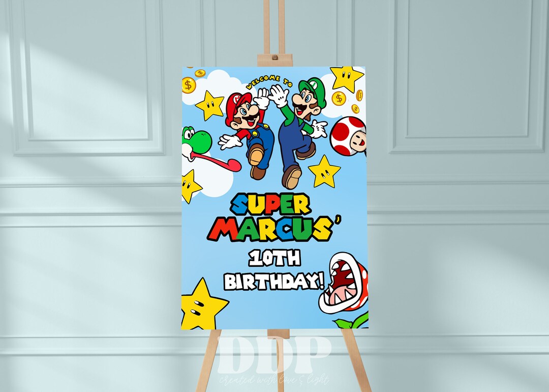 Super Mario Birthday Welcome Sign Mario Bros Printable Party Decor ...