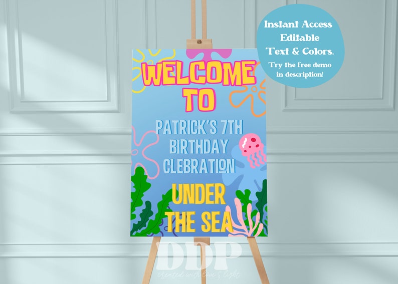 Spongebob Welcome Sign Printable Colorful Spongebob Party - Etsy UK