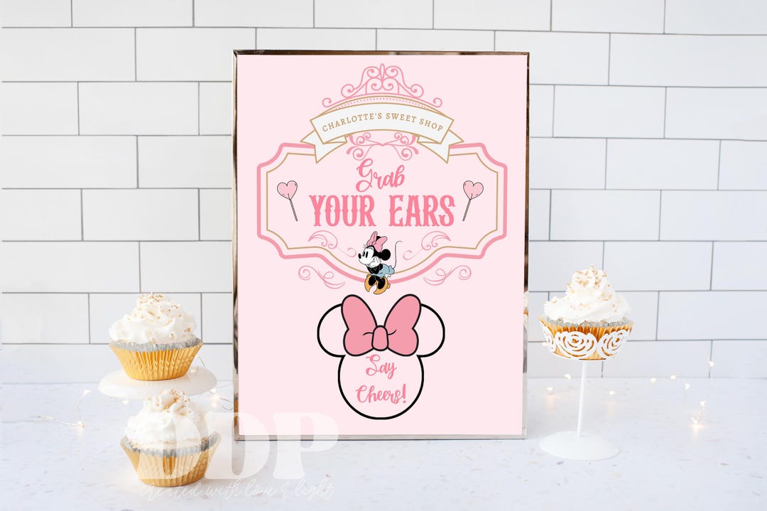 Classic Minnie Mouse Table Signs Grab Your Ears Sign Vintage Disneyland ...