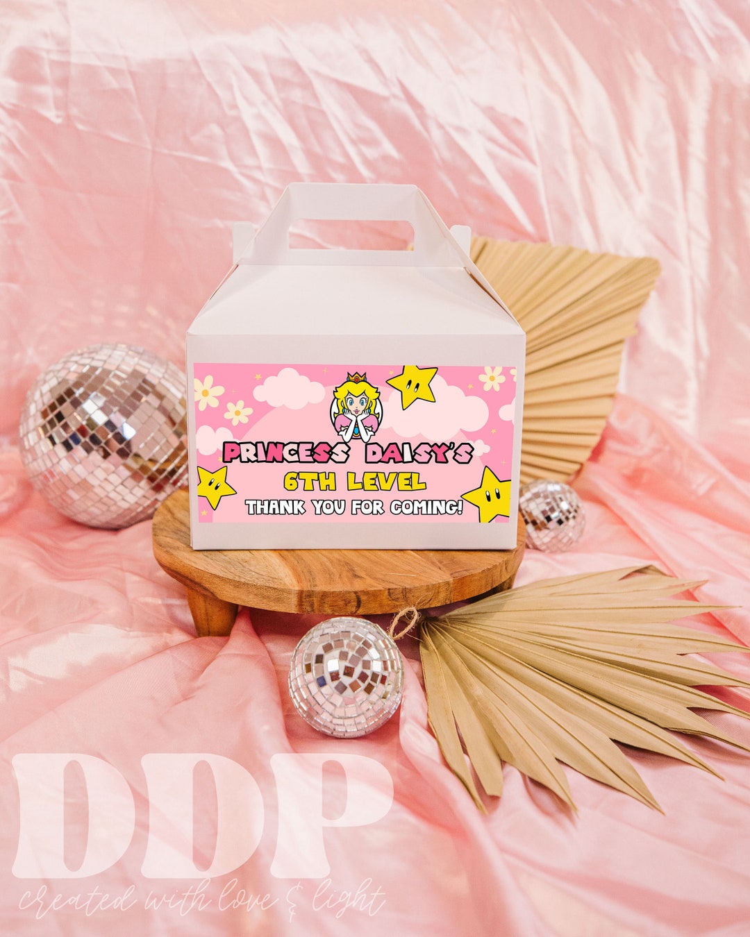 Princess Peach Gable Box Label Editable Princess Peach Party Decor ...