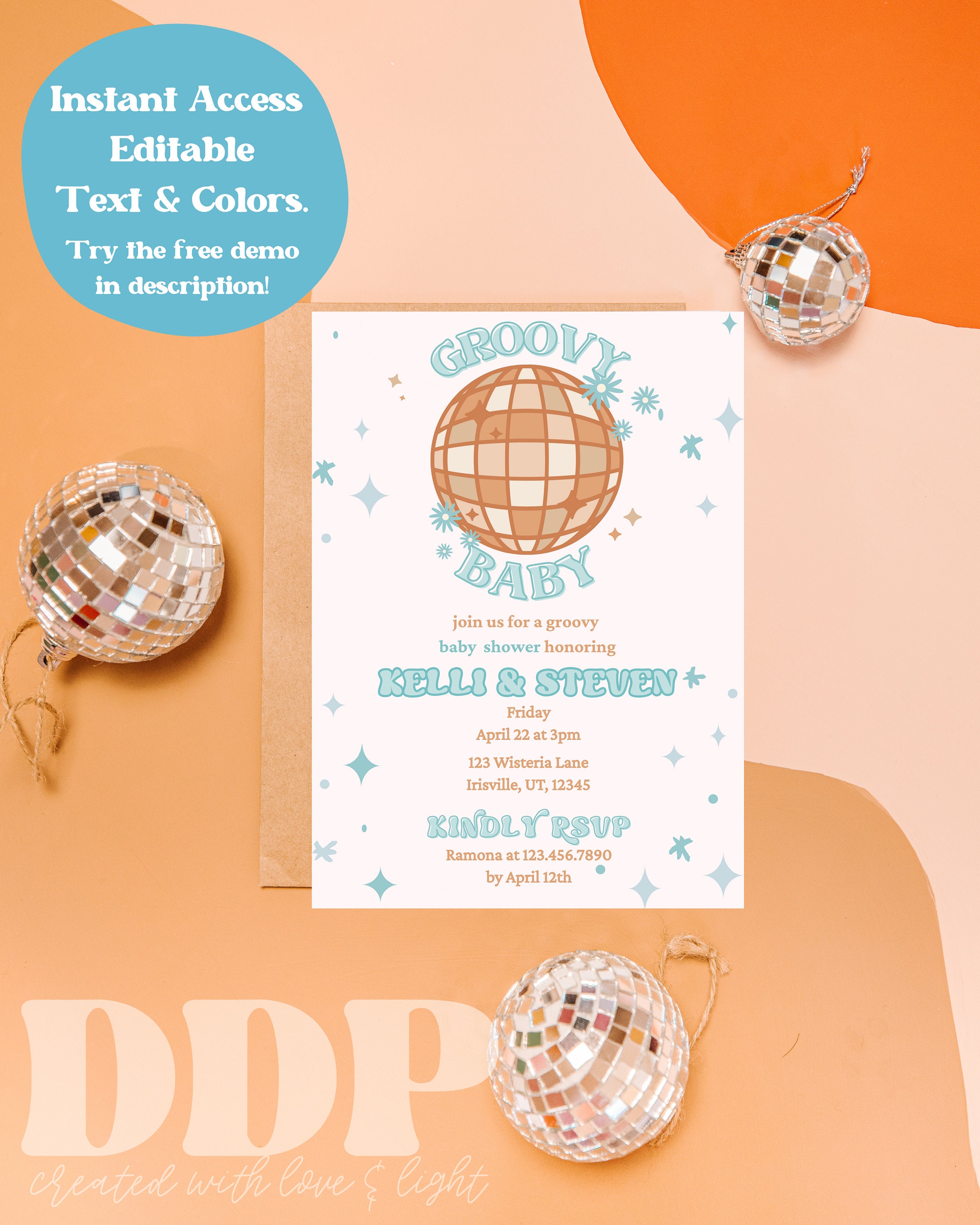 Editable Disco Baby Shower Invitation Groovy Boy Baby Shower - Etsy