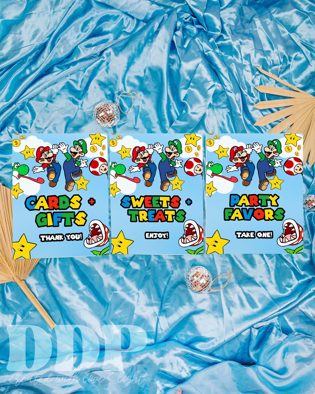 Super Mario Table Signs Mario Bros Party Decor Video Game Mario Kart ...