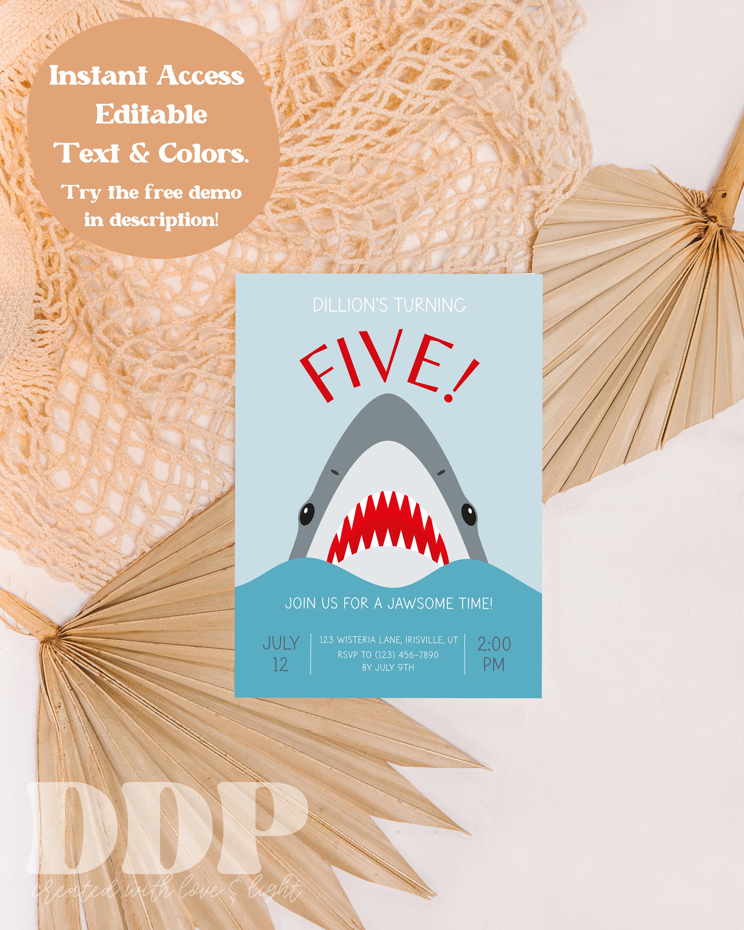 ANY AGE Jawsome Shark Birthday Invite Shark Birthday - Etsy