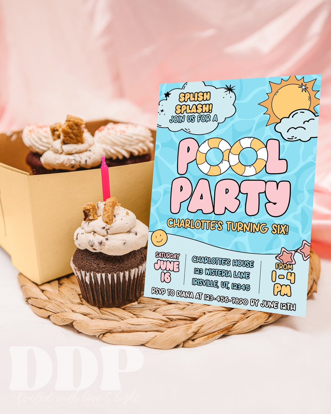 Editable Pool Party Invitation Summer Evite Birthday Retro Summer Pool ...