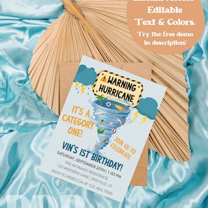 Hurricane Birthday Party Invitation Category Two Hurricane Theme ...