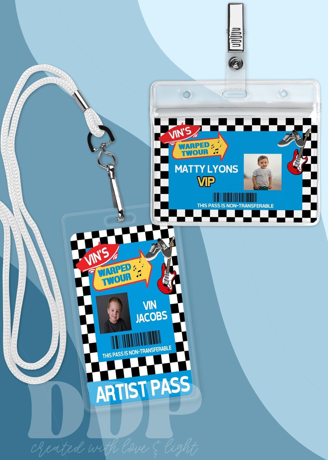 Warped Tour Party VIP Party Pass Badge Warped Two-ur Birthday Party ...