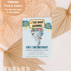 TWONADO / FOURNADO Birthday Party Invitation | Tornado Birthday Party ...