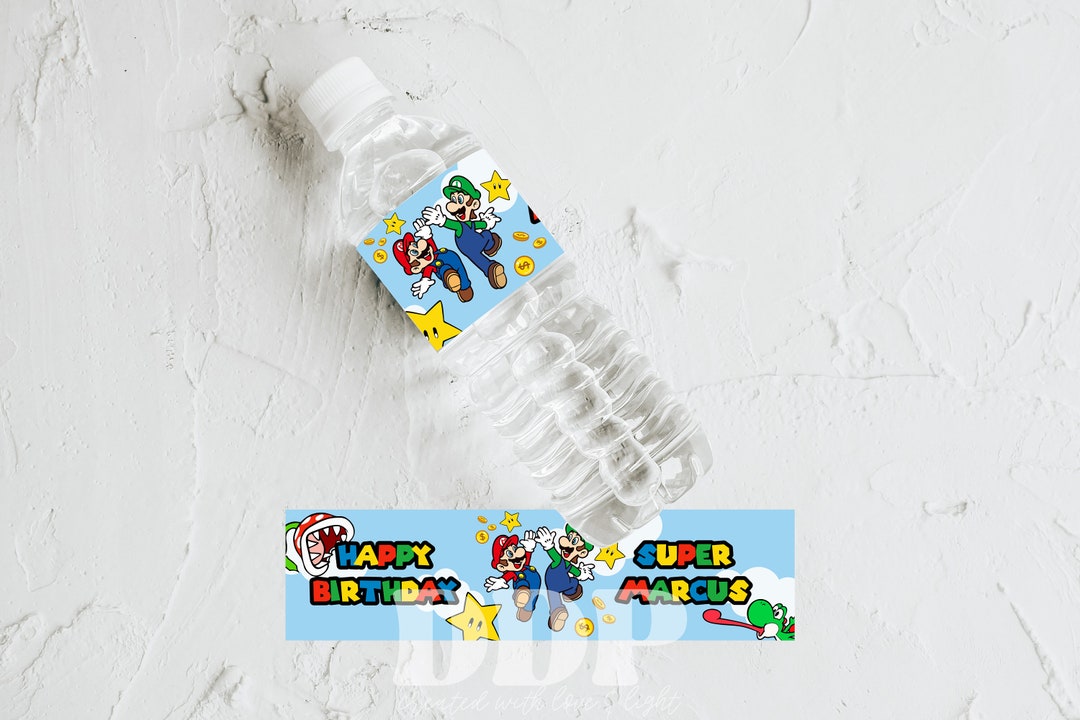 Super Mario Water Bottle Label Super Mario Brothers Birthday Printable ...