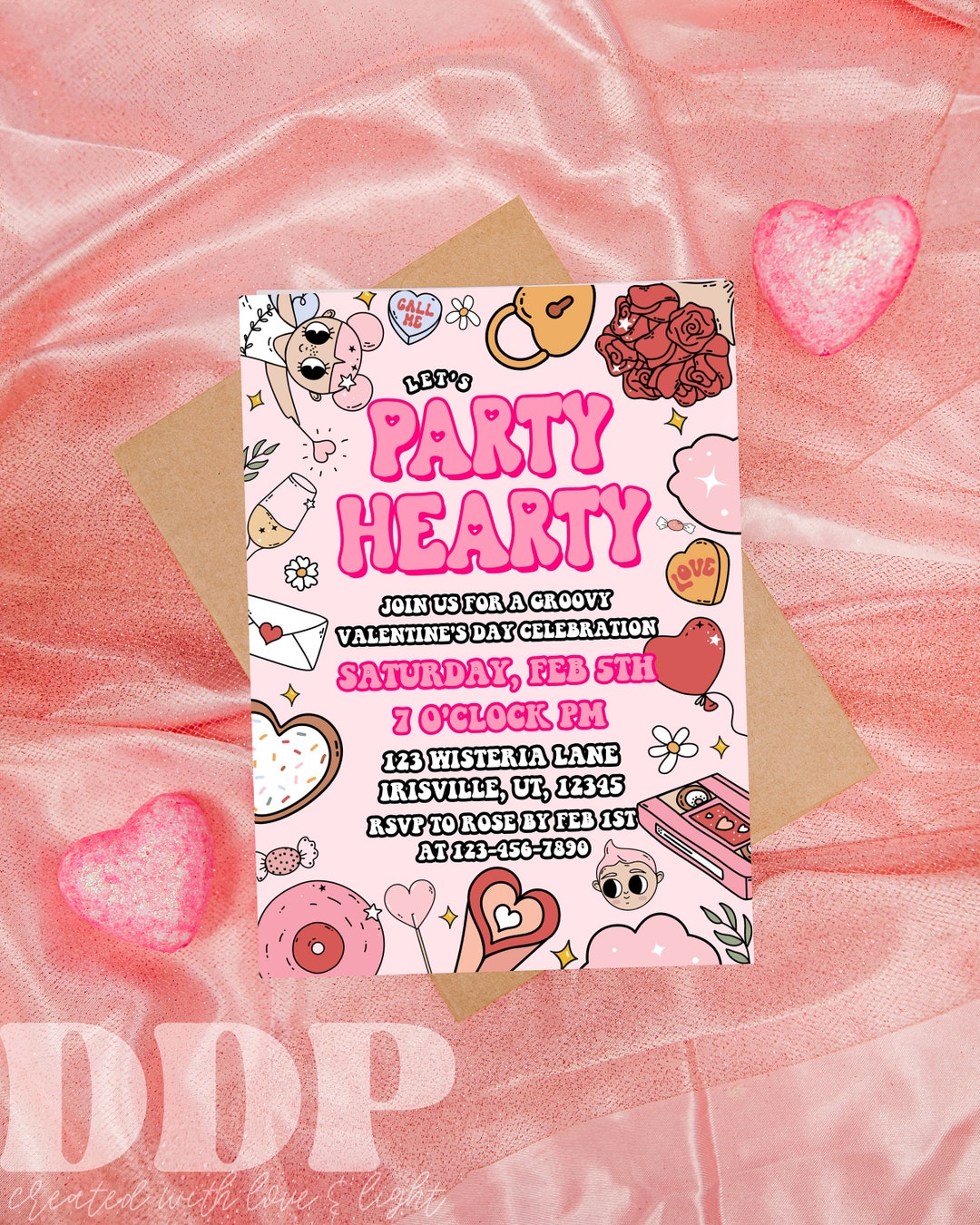 Editable Valentine's Party Invitation Party Hearty Valentine's ...