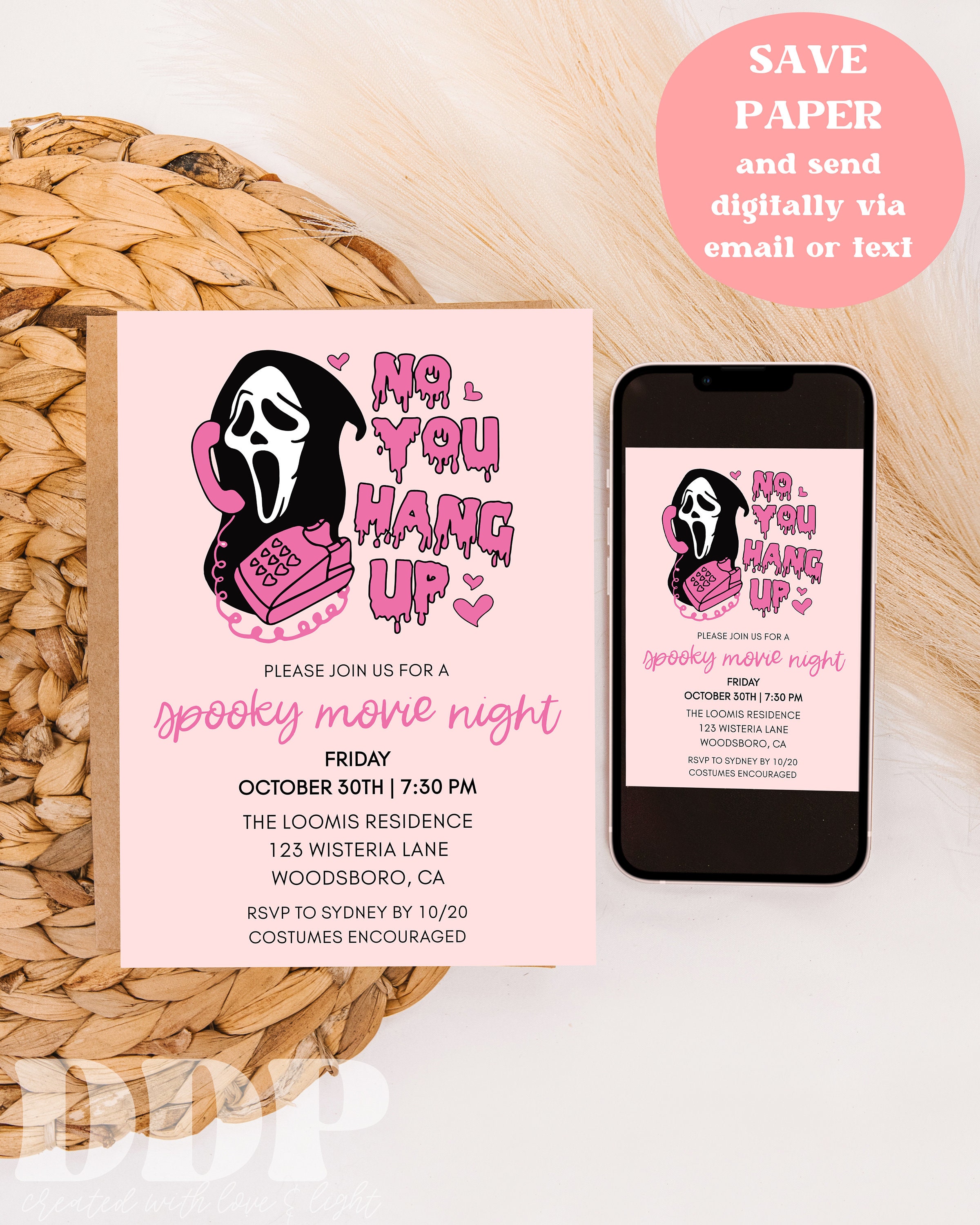 SCREAM Horror Movie Invitation Halloween Party Invitation Halloween ...