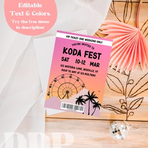 Any Age CUSTOM FEST VIP Concert Birthday Party Invitation Music ...