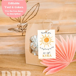 Sun Birthday Favor Tags Template Sunshine Gift Labels First Trip Around ...