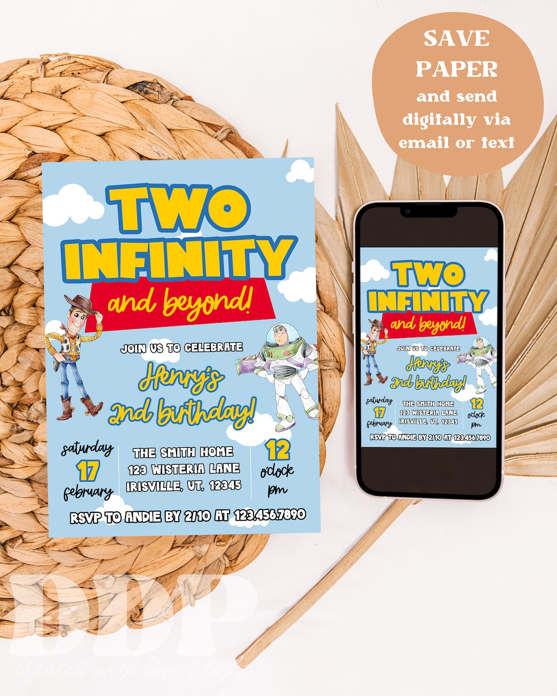 Toy Story Inspired Birthday Two Infinity and Beyond Invitation Two ...