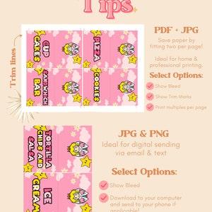 Princess Peach Food Tent Label Editable Princess Peach Party Decor ...