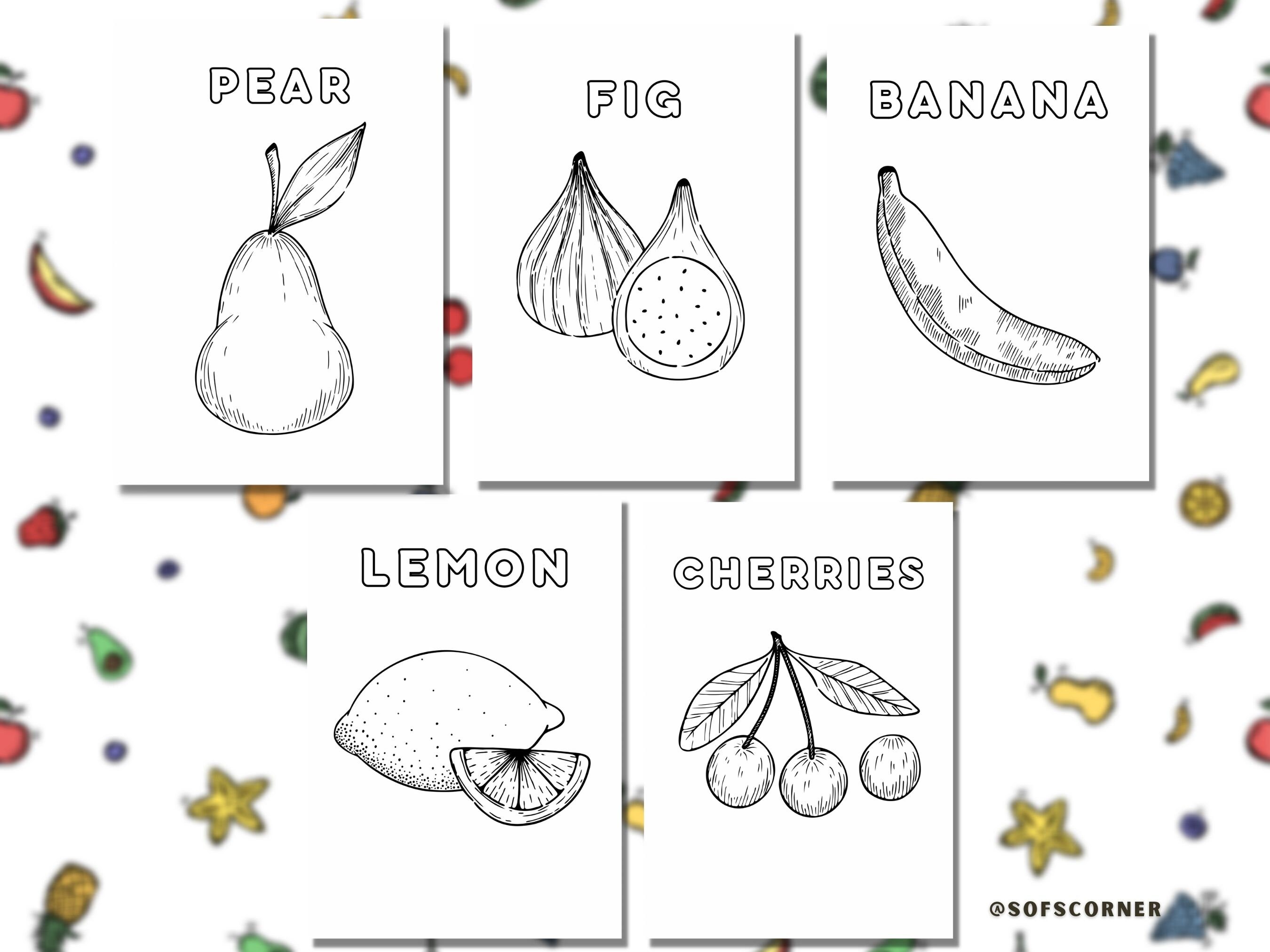 20 Fruit Colouring Pages Fruit Colouring Book for Kids Boys - Etsy UK
