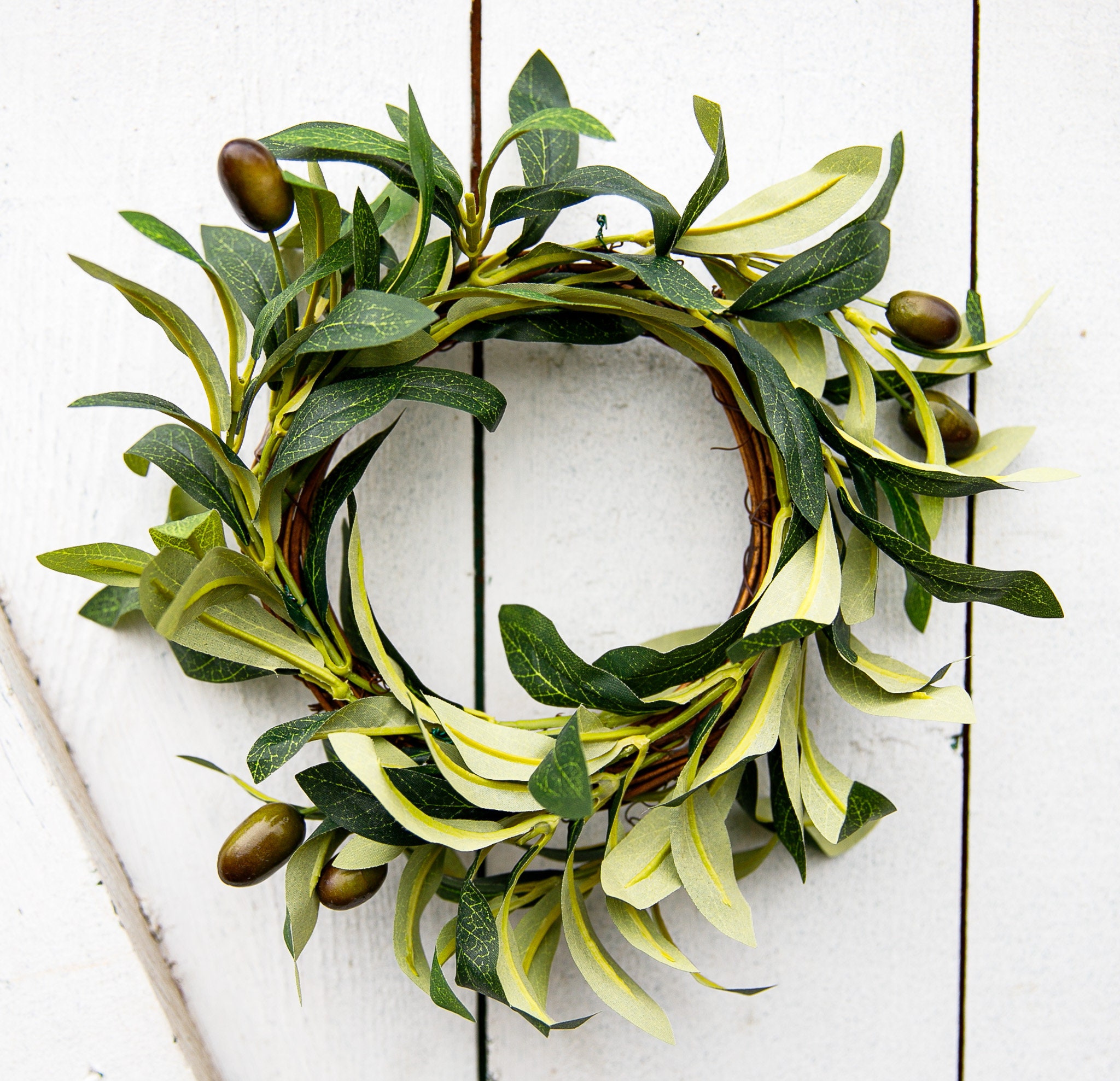 Mini Wreaths- Lamb's Ear, Olive Branch, Mixed Greenery, Eucalyptus ...