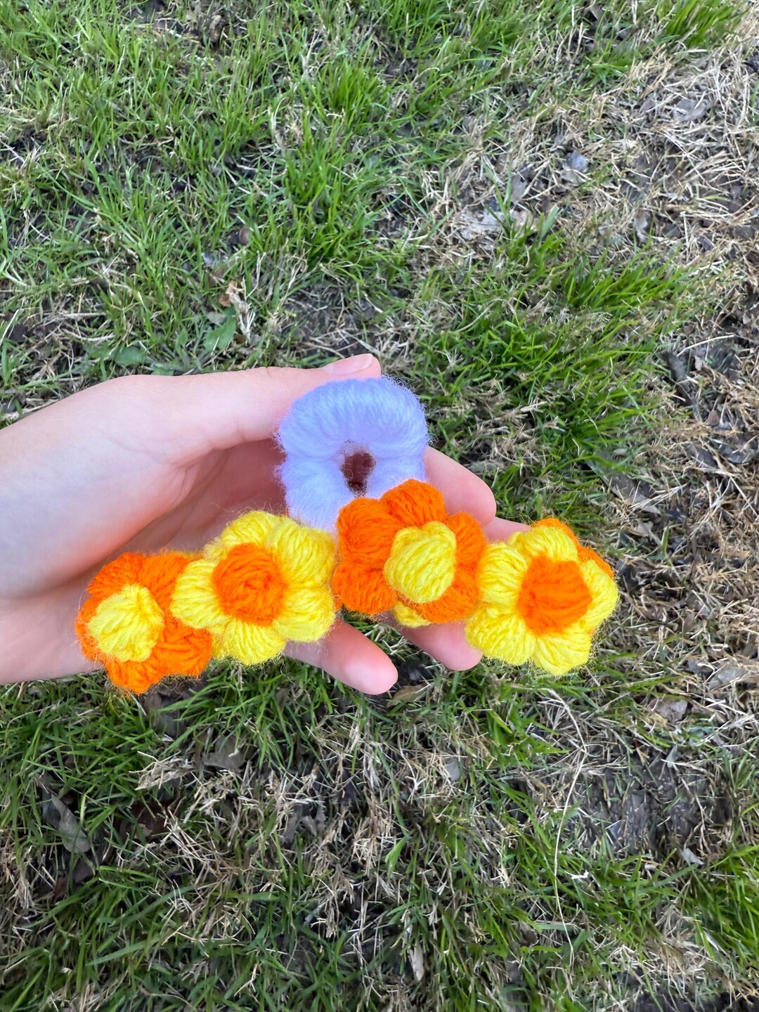 Crochet Flower Claw Clip: Candy Corn Preppy Hair Accessory - Etsy