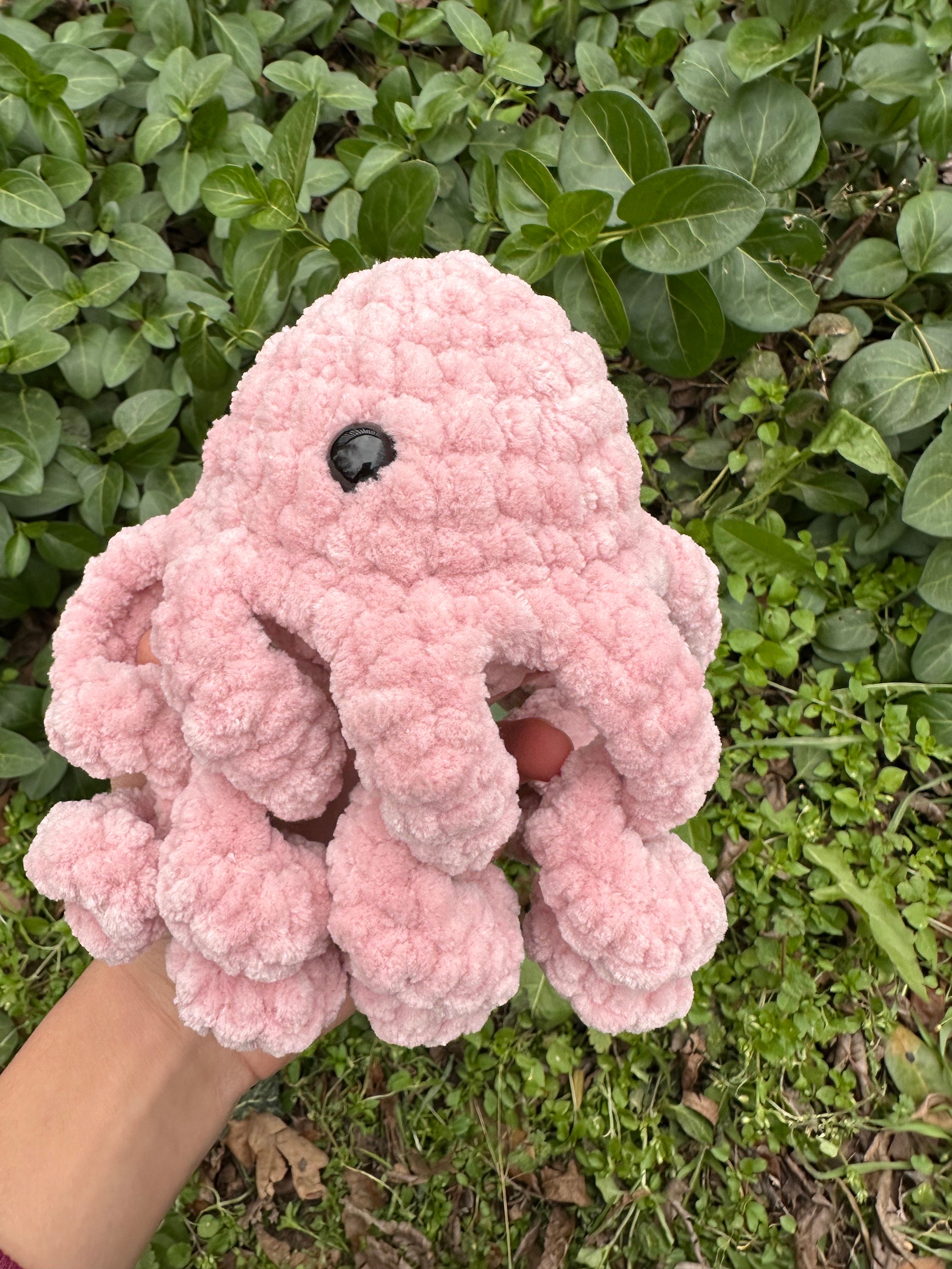 Amigurumi Large Octopus Plush, Pink Fluffy Octopus Crochet, Octopus ...