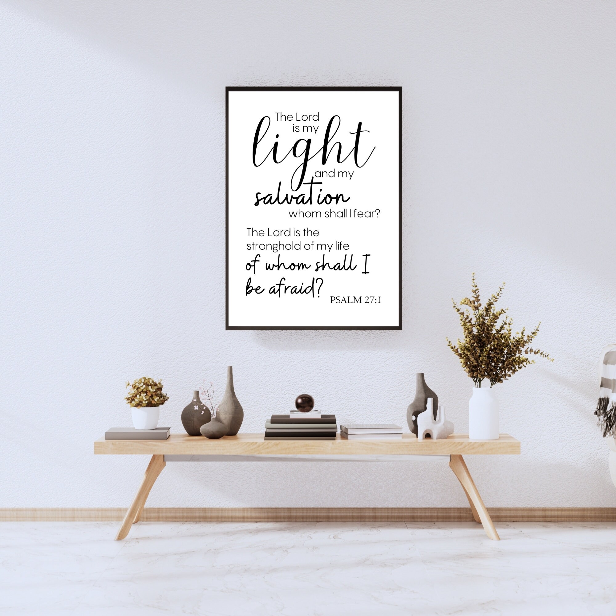 Psalm 27:1 Printable Art, Inspirational Poster & Bookmark Printable ...