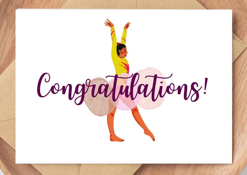 Printable Gymnastics-themed “congratulations” Card, Aesthetic Greeting ...