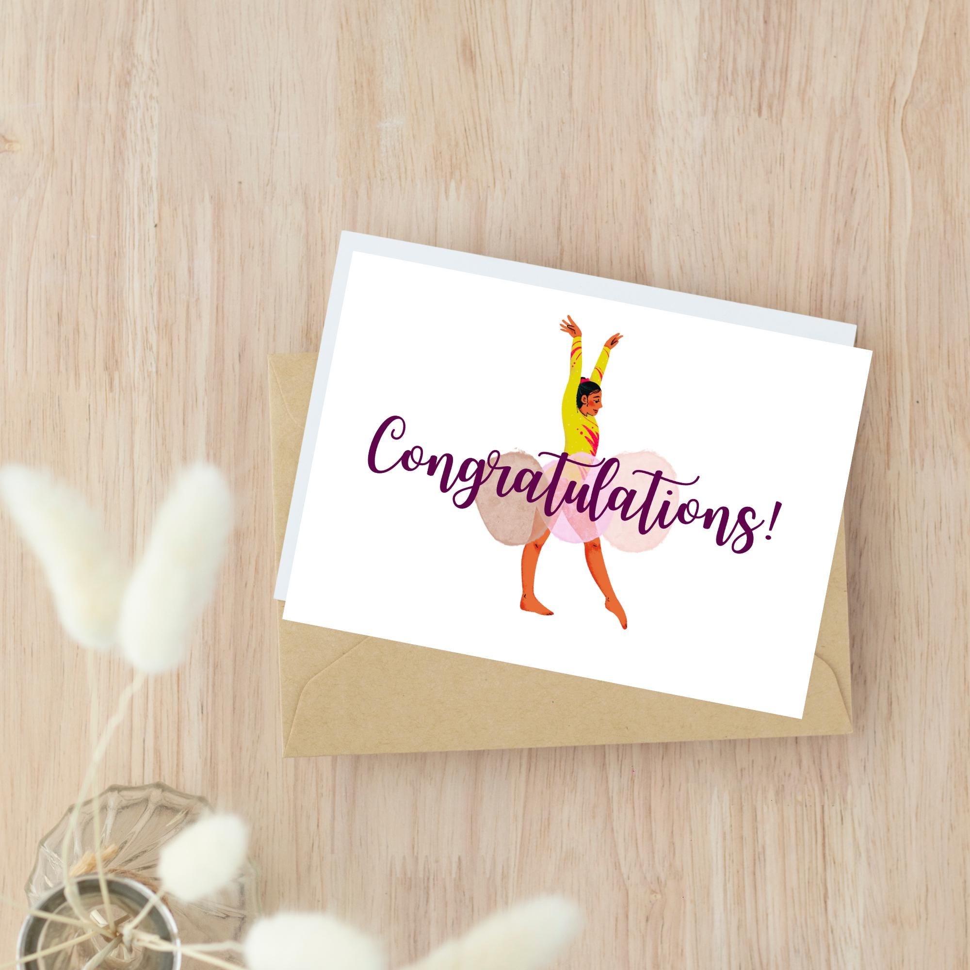Printable Gymnastics-themed “congratulations” Card, Aesthetic Greeting ...