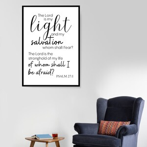 Psalm 27:1 Printable Art, Inspirational Poster & Bookmark Printable ...