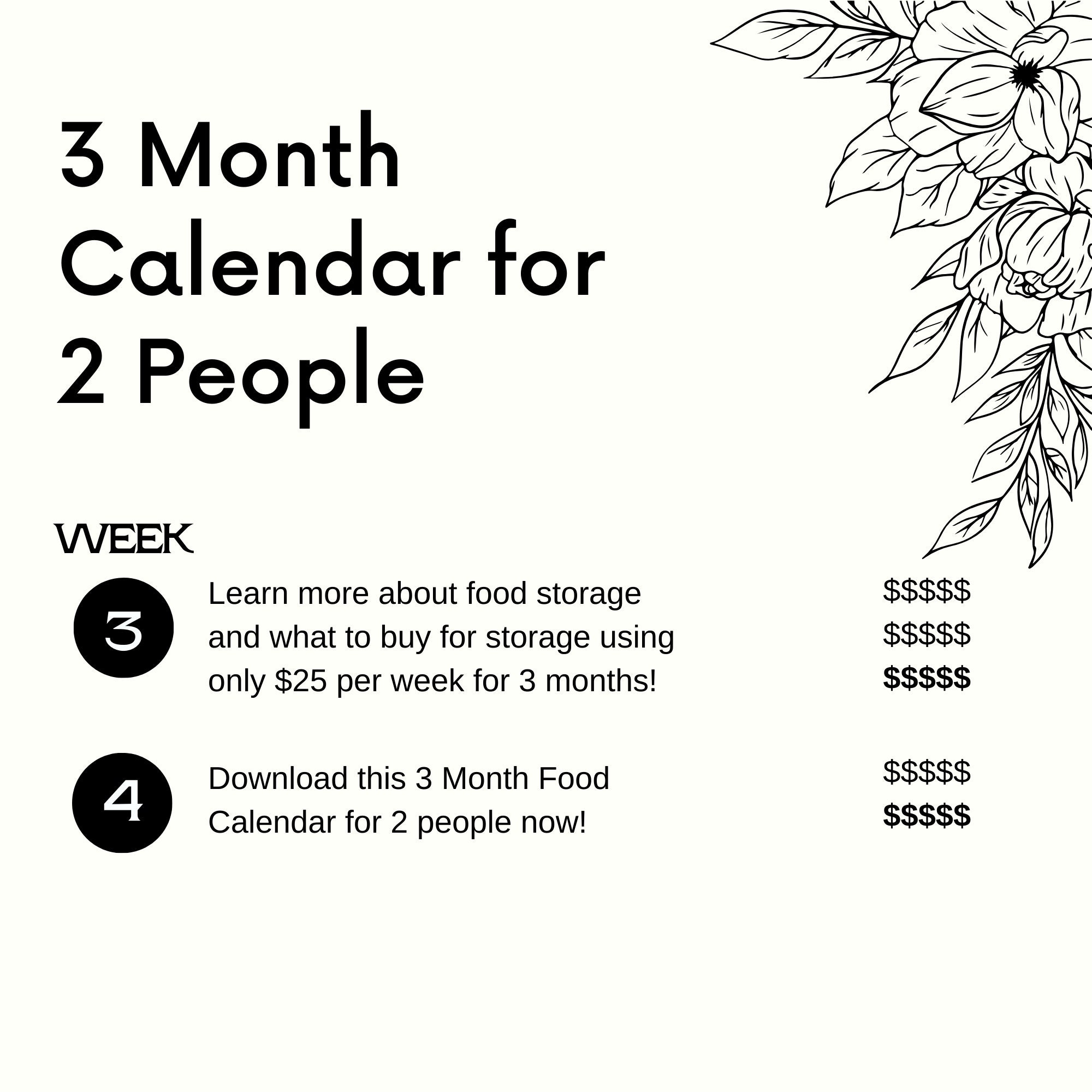 3 Month Food Calendar for 2 People Printable I How to Get a Food ...