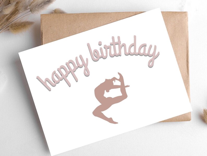 Printable Girls Gymnast Happy Birthday Card, Girl's Gymnastics ...