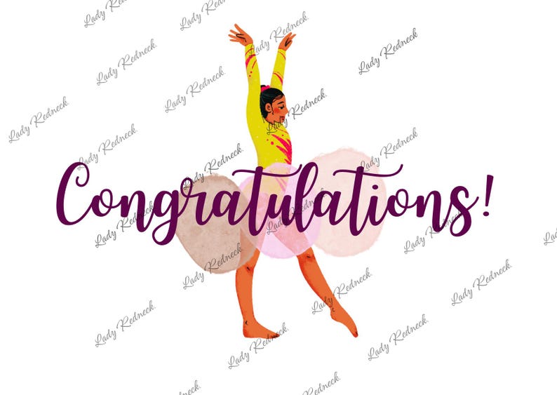 Printable Gymnastics-themed “congratulations” Card, Aesthetic Greeting ...