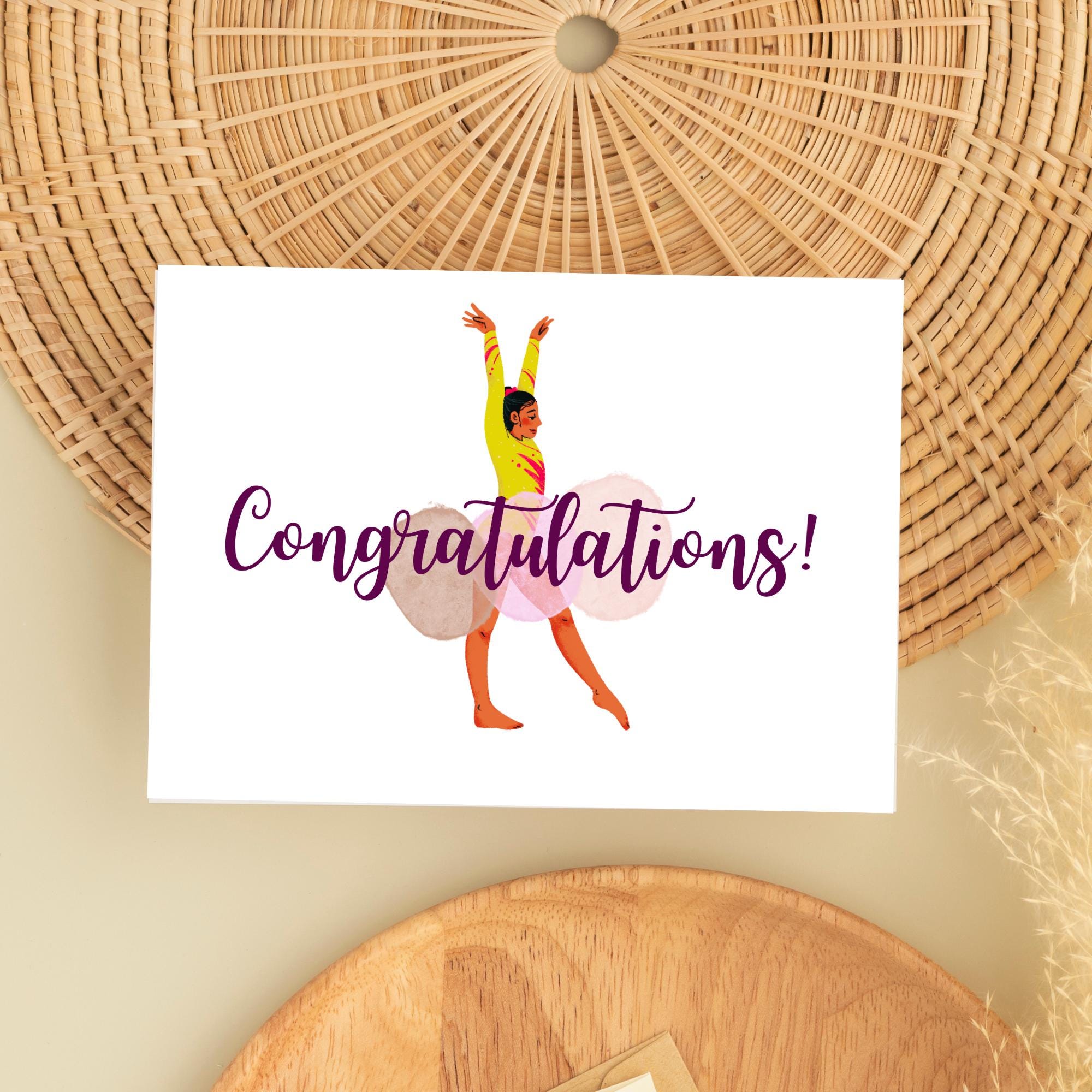 Printable Gymnastics-themed “congratulations” Card, Aesthetic Greeting ...