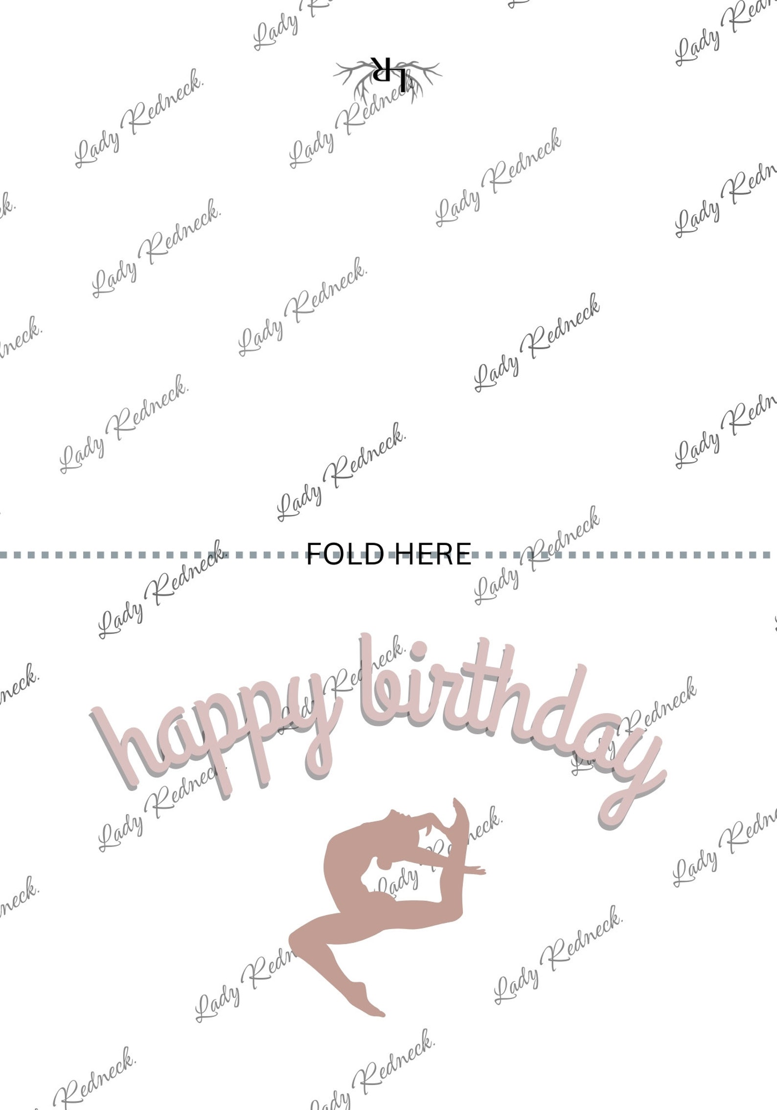 Printable Girls Gymnast Happy Birthday Card, Girl's Gymnastics ...