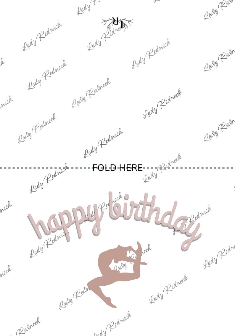 Printable Girls Gymnast Happy Birthday Card, Girl's Gymnastics ...