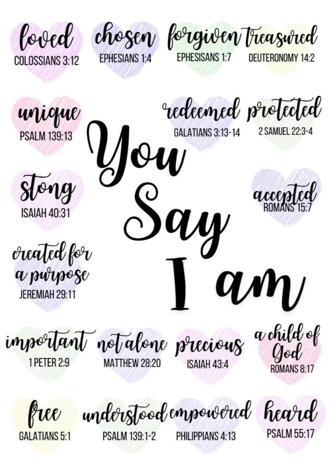 Printable Inspirational Wall Art: 'you Say I Am', Colorful Wall Art ...