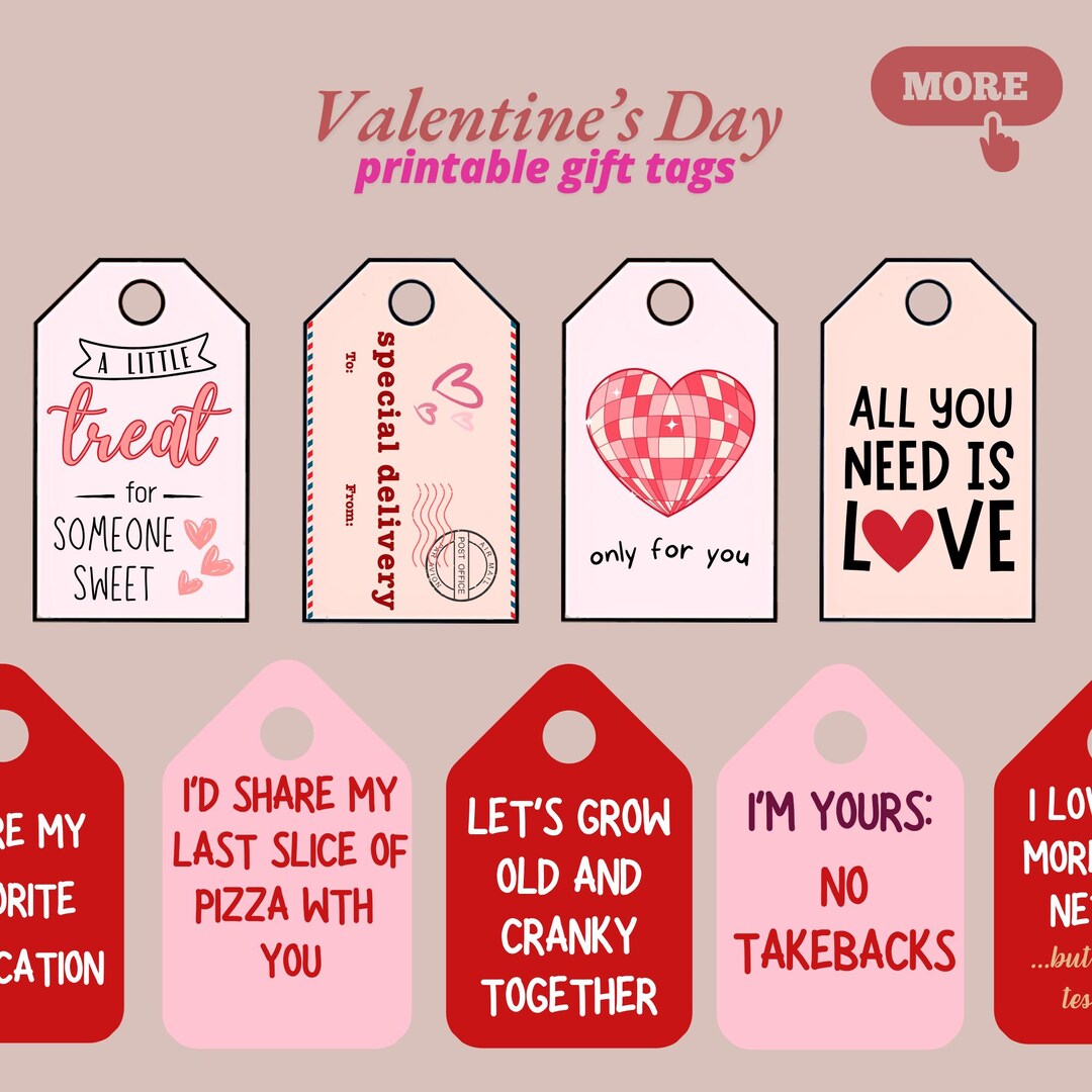 Digital Valentine's Day Gift Tags Bundle, Gift Tags, PDF, Clip Art ...