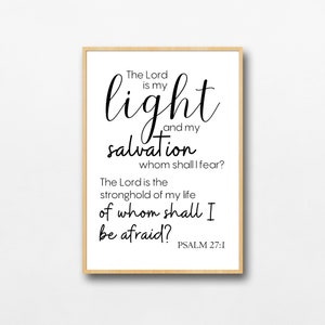 Psalm 27:1 Printable Art, Inspirational Poster & Bookmark Printable ...