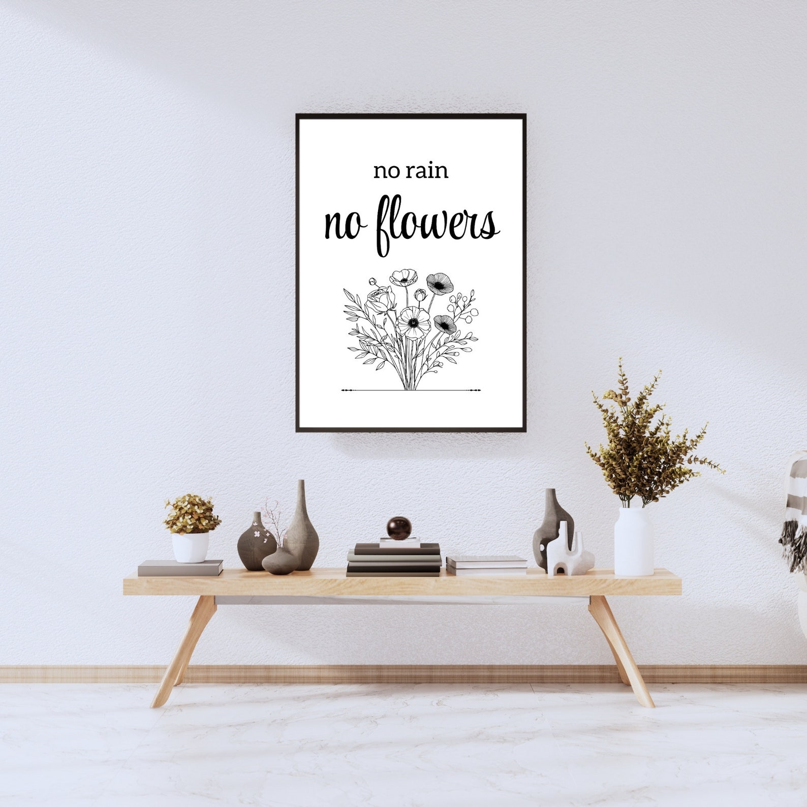 No Rain, No Flowers Quote Printable, Inspirational Poster & Bookmark ...