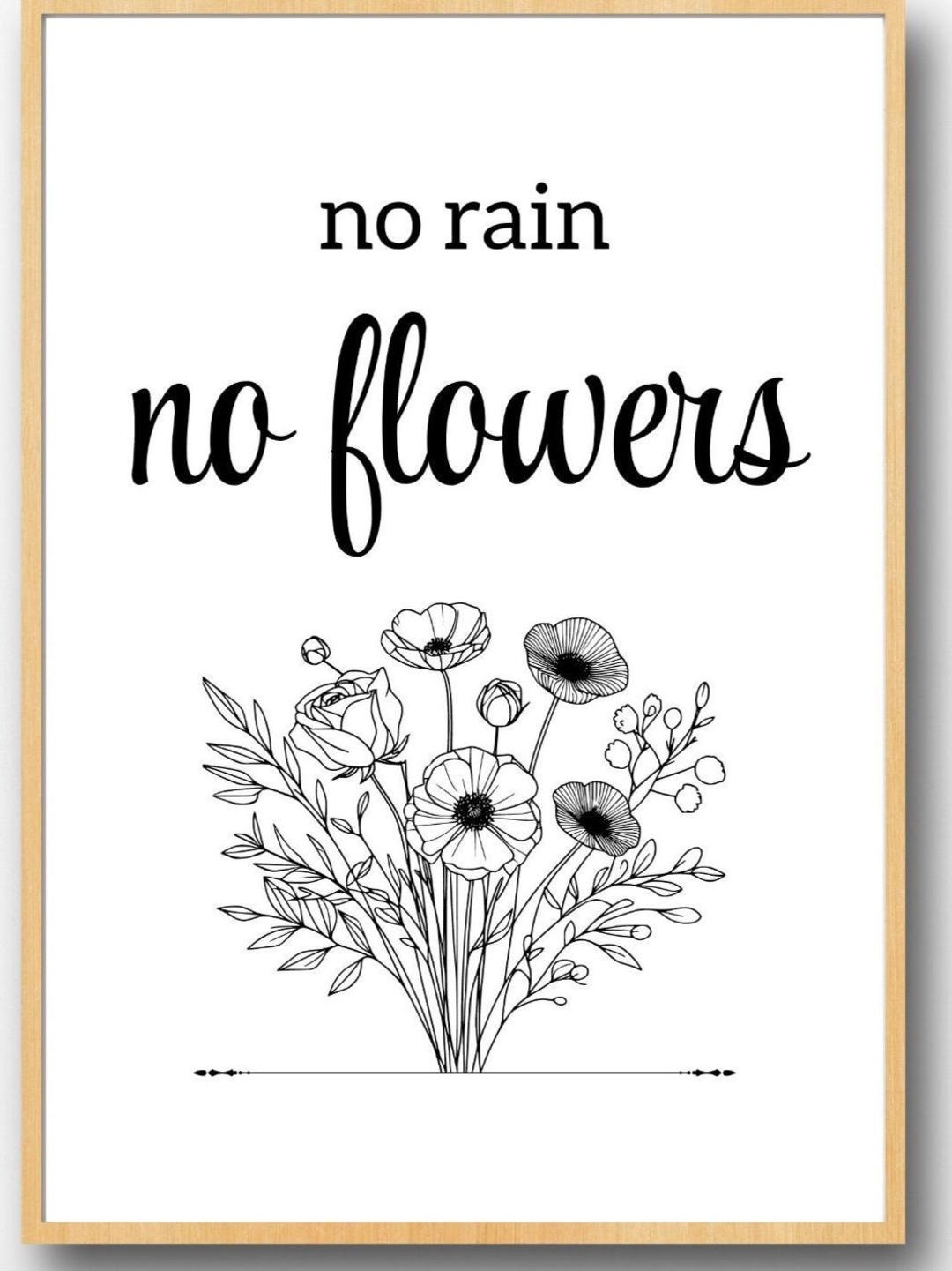 No Rain, No Flowers Quote Printable, Inspirational Poster & Bookmark ...