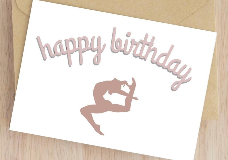 Printable Girls Gymnast Happy Birthday Card, Girl's Gymnastics ...