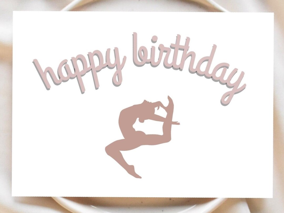 Printable Girls Gymnast Happy Birthday Card, Girl's Gymnastics ...