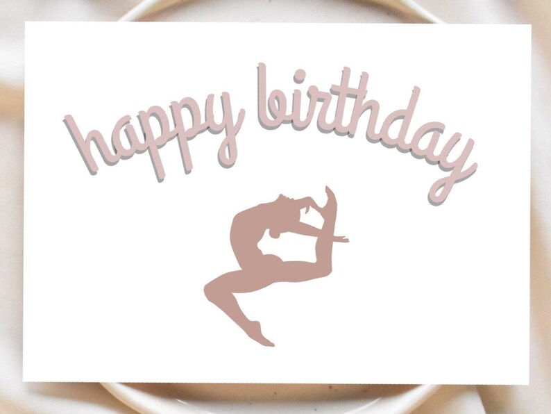 Printable Girls Gymnast Happy Birthday Card, Girl's Gymnastics ...