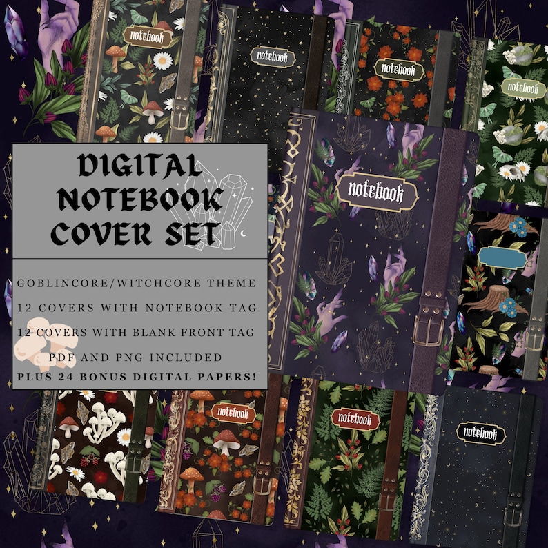 Witchcore Digital Notebook Covers + Bonus Papers - Etsy