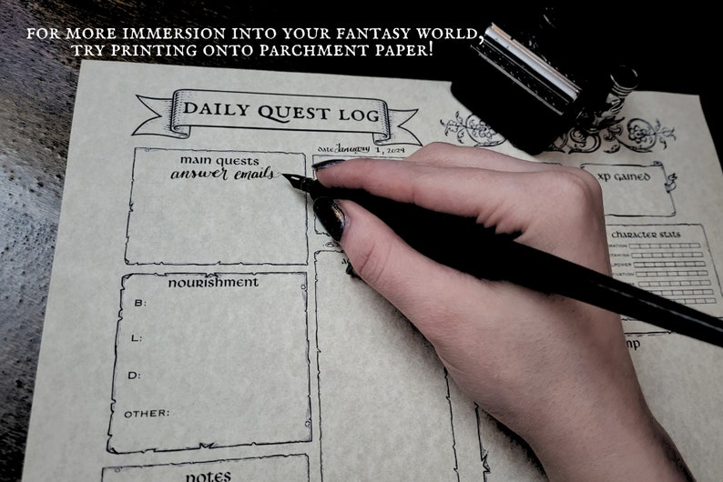 Quest Log to Do PRINTABLE Daily, Weekly, Monthly Planner ADHD - Etsy