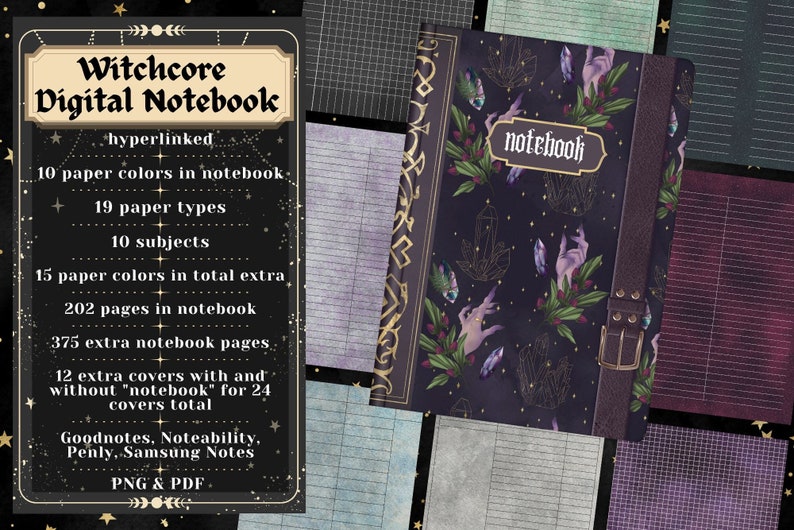 Witchcore Digital Notebook - Etsy