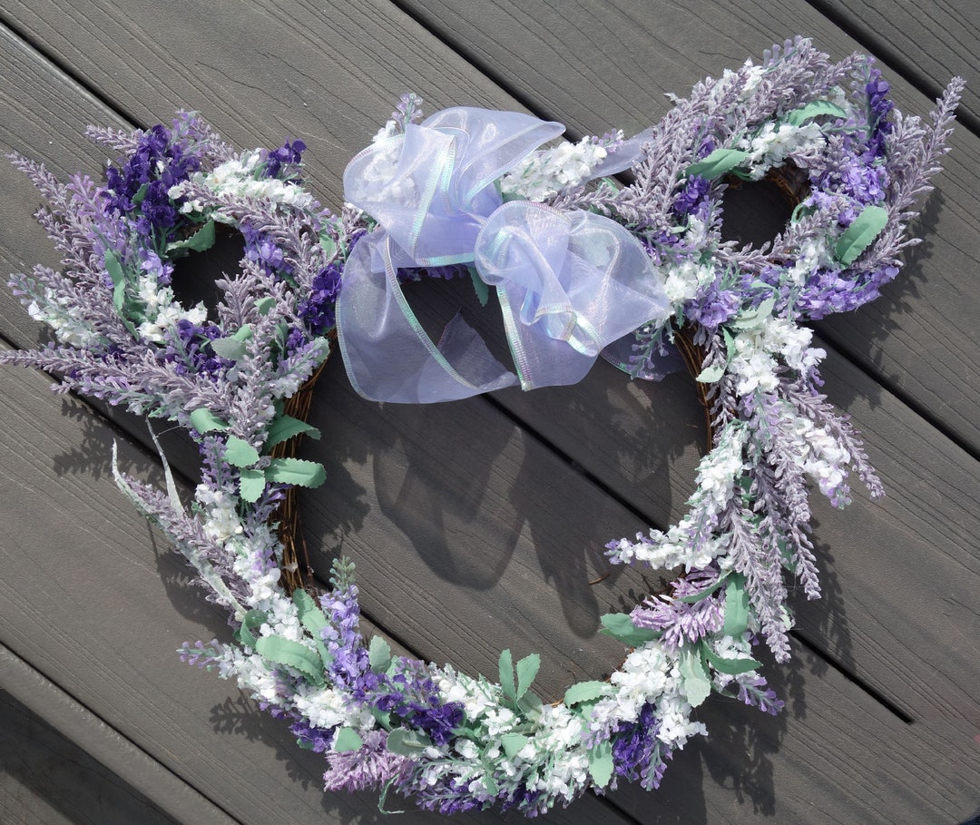 Disney Mickey Mouse Grapevine With White Pink & Purple Lilacs Wreath ...
